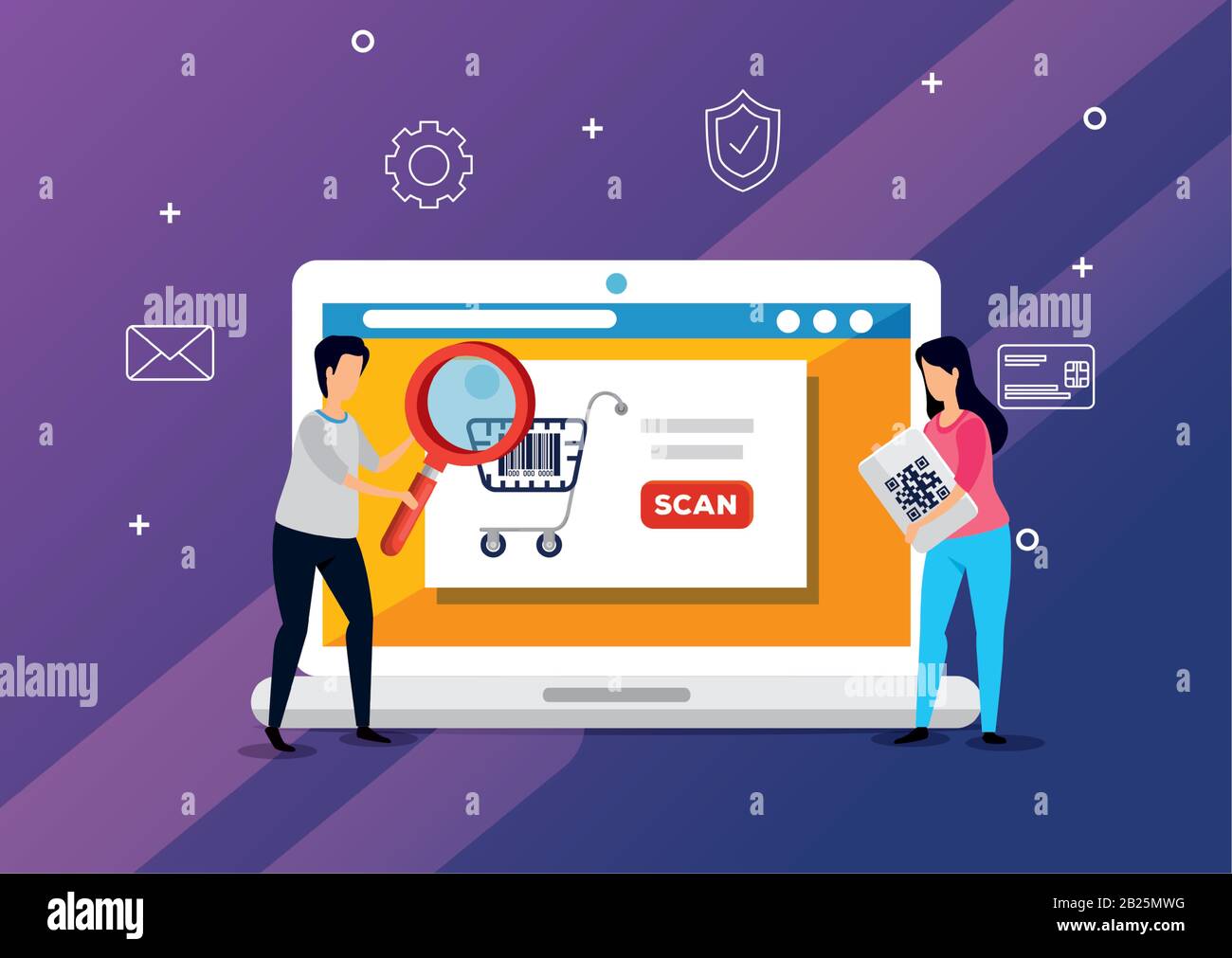 Isolated qr code laptop design hi-res stock photography and images - Alamy