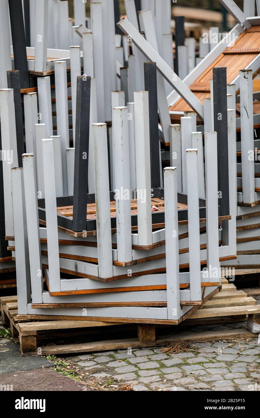 Pile of tables hi-res stock photography and images - Alamy