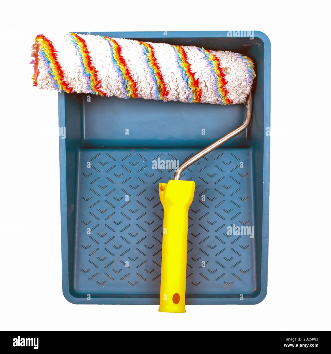 paint tray and construction roller isolated on a white background Stock ...