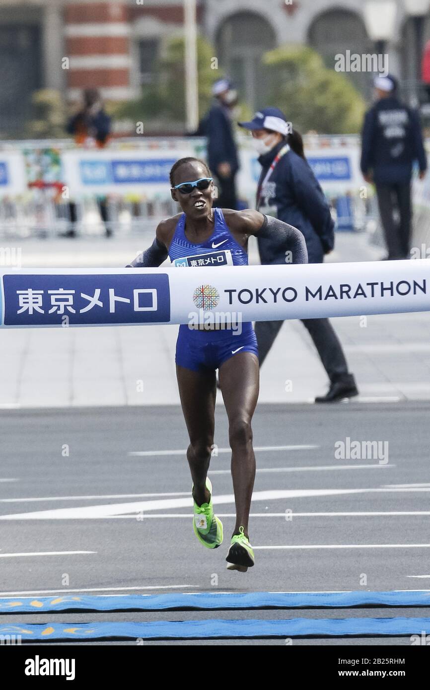 Tokyo, Japan. 1st Mar, 2020. Lonah Chemtai Salpeter of Israel crosses ...
