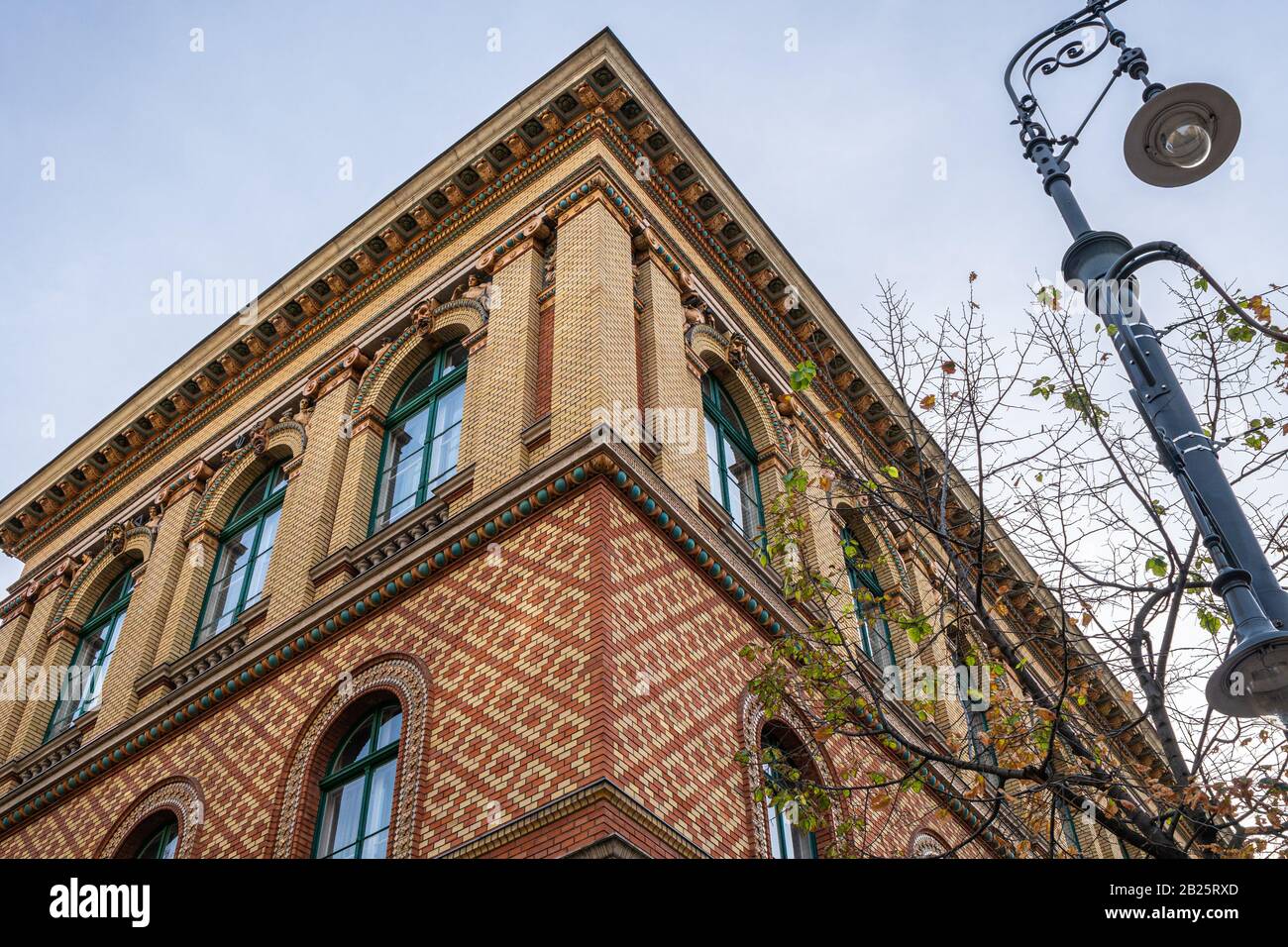 Red and yellow brick building of old historical architecture with ...
