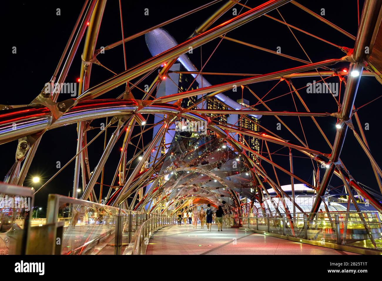 Singapore-26 FEB 2020:light Helix bridge at night in Singapore Stock ...