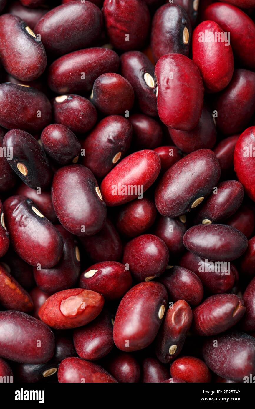 Closeup of a grain of red bean seeds. The texture of the legumes. Close ...