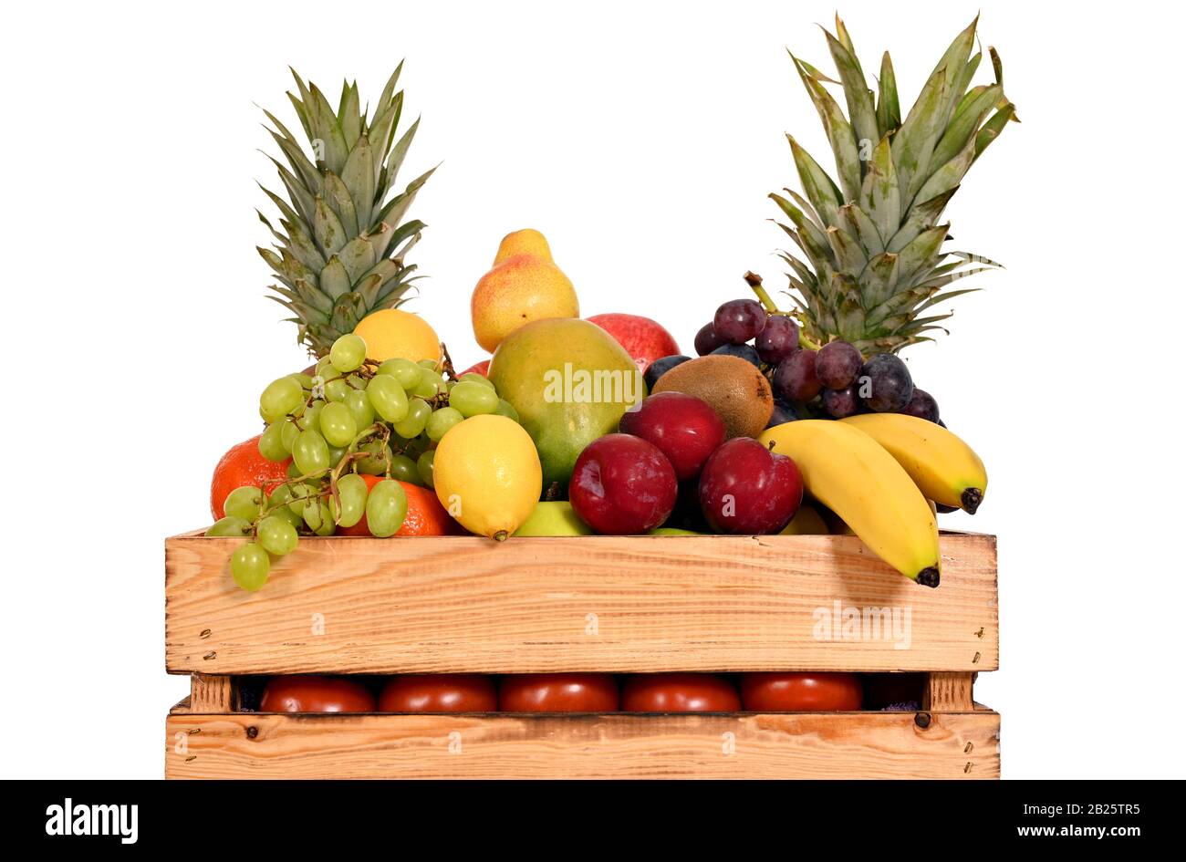 wooden crate with different fruit Stock Photo - Alamy