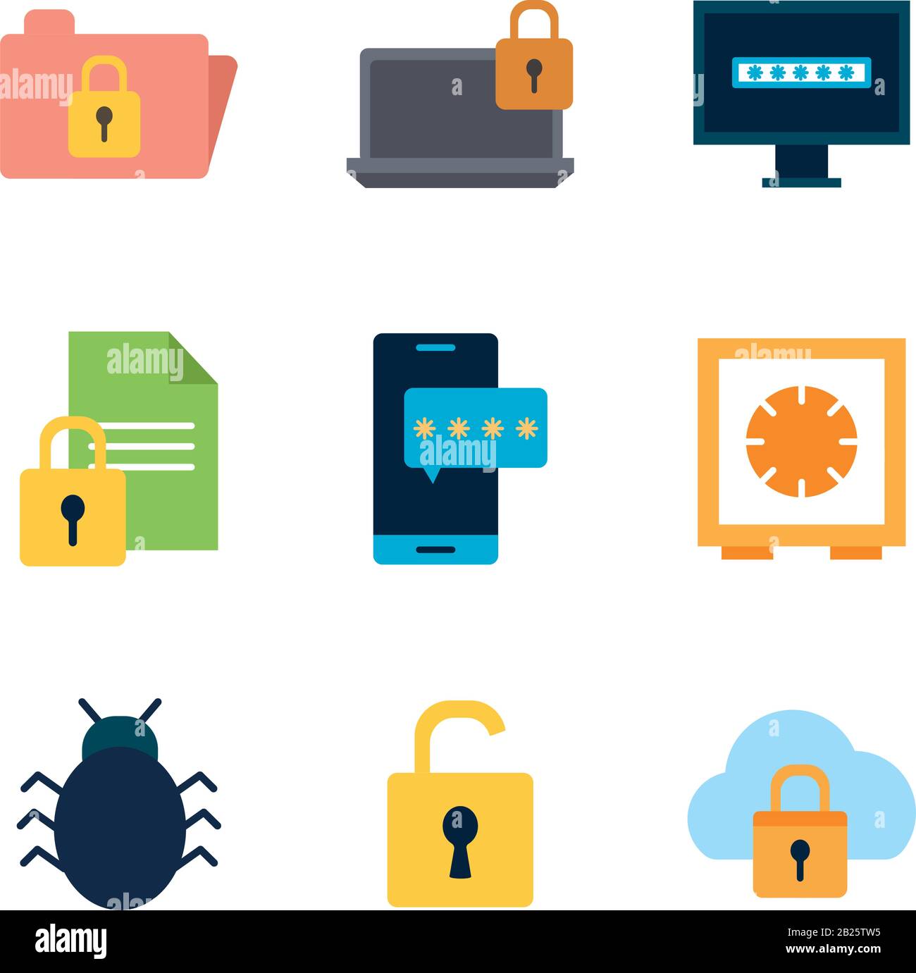 Isolated security flat style icon set vector design Stock Vector Image ...