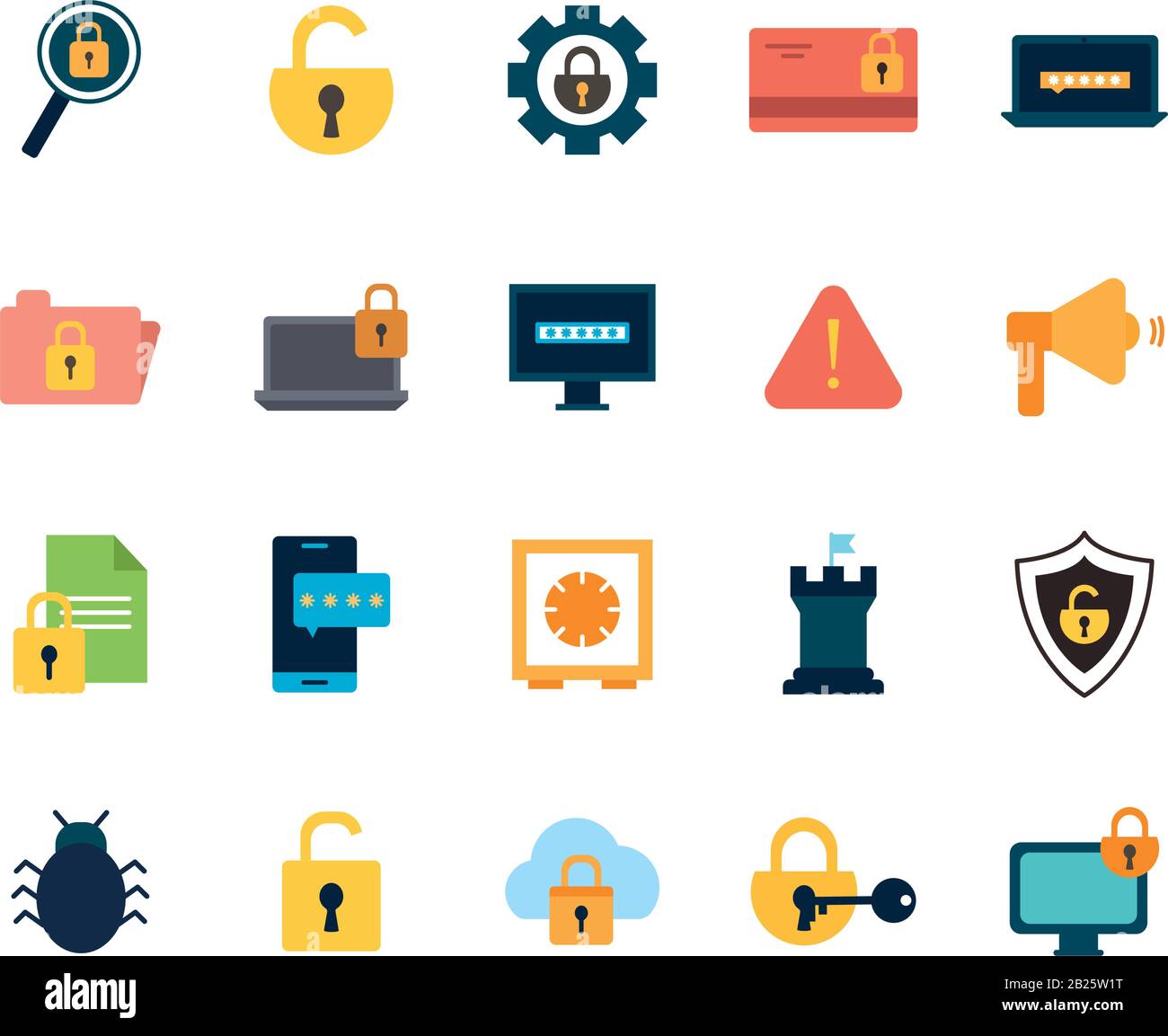 Isolated security flat style icon set vector design Stock Vector Image ...