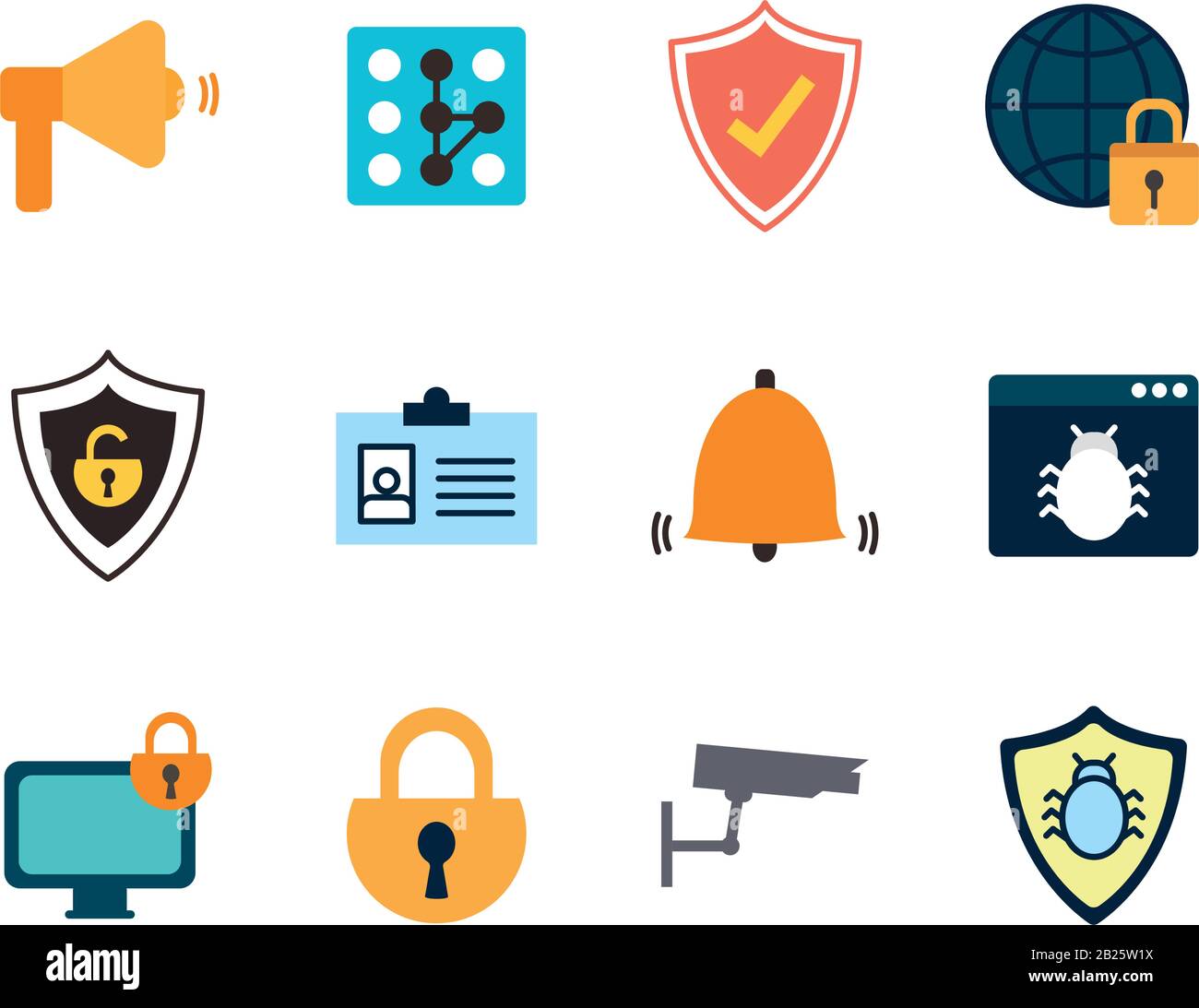 Isolated security flat style icon set vector design Stock Vector Image ...