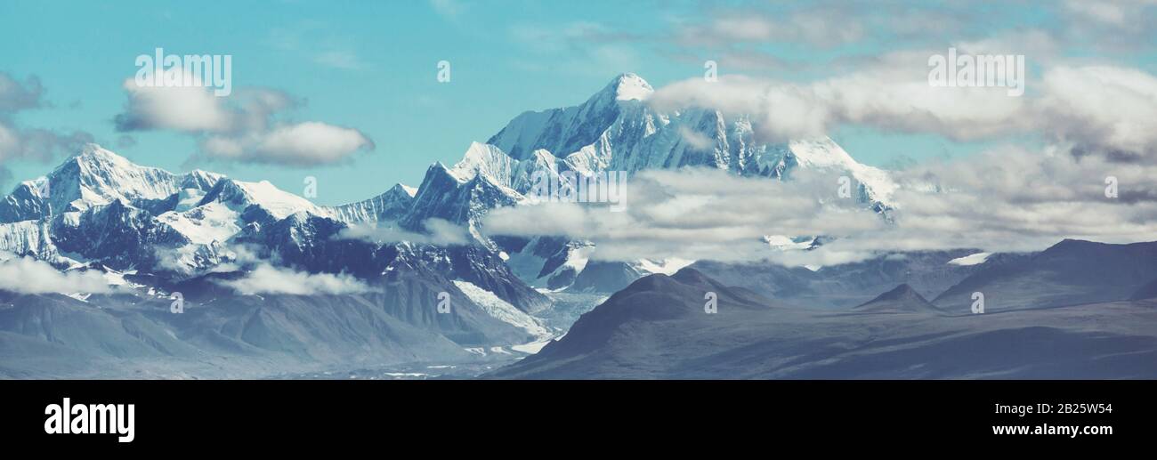 Denali National Park landscapes. Mount Denali is the highest mountain ...