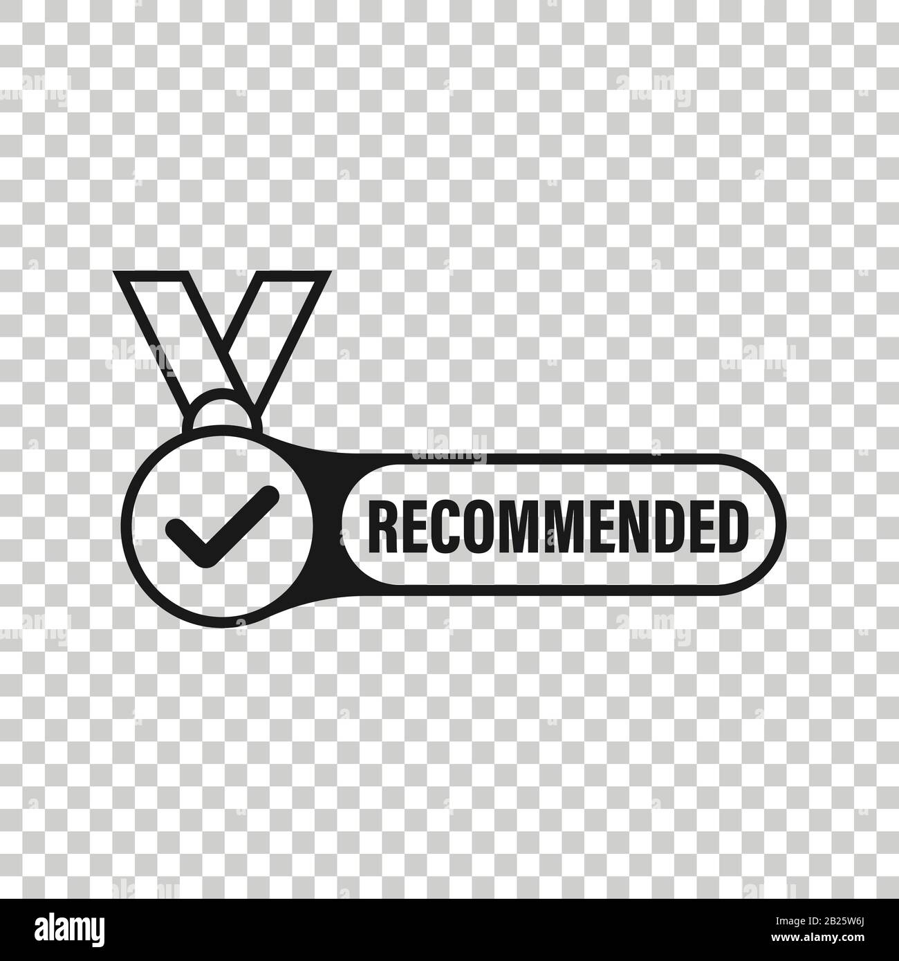 Recommend icon in flat style. Check mark medal vector illustration on ...