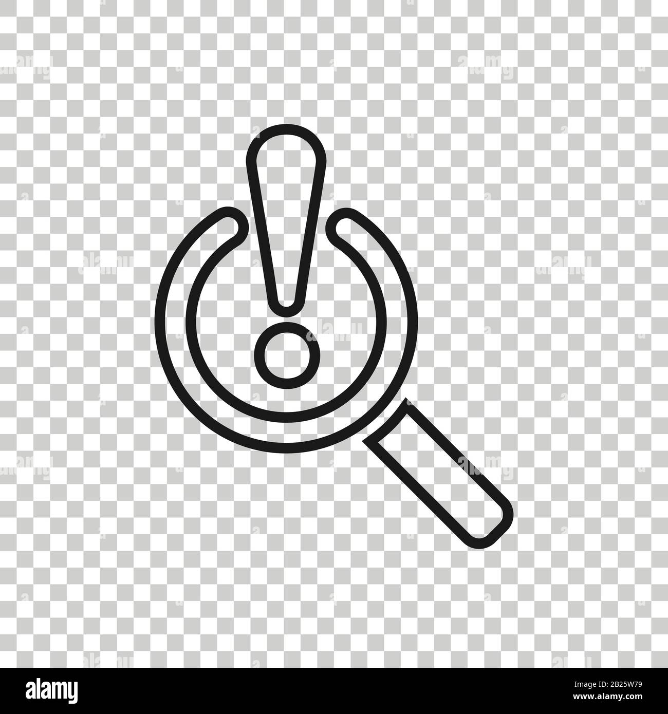 Risk analysis icon in flat style. Exclamation magnifier vector ...