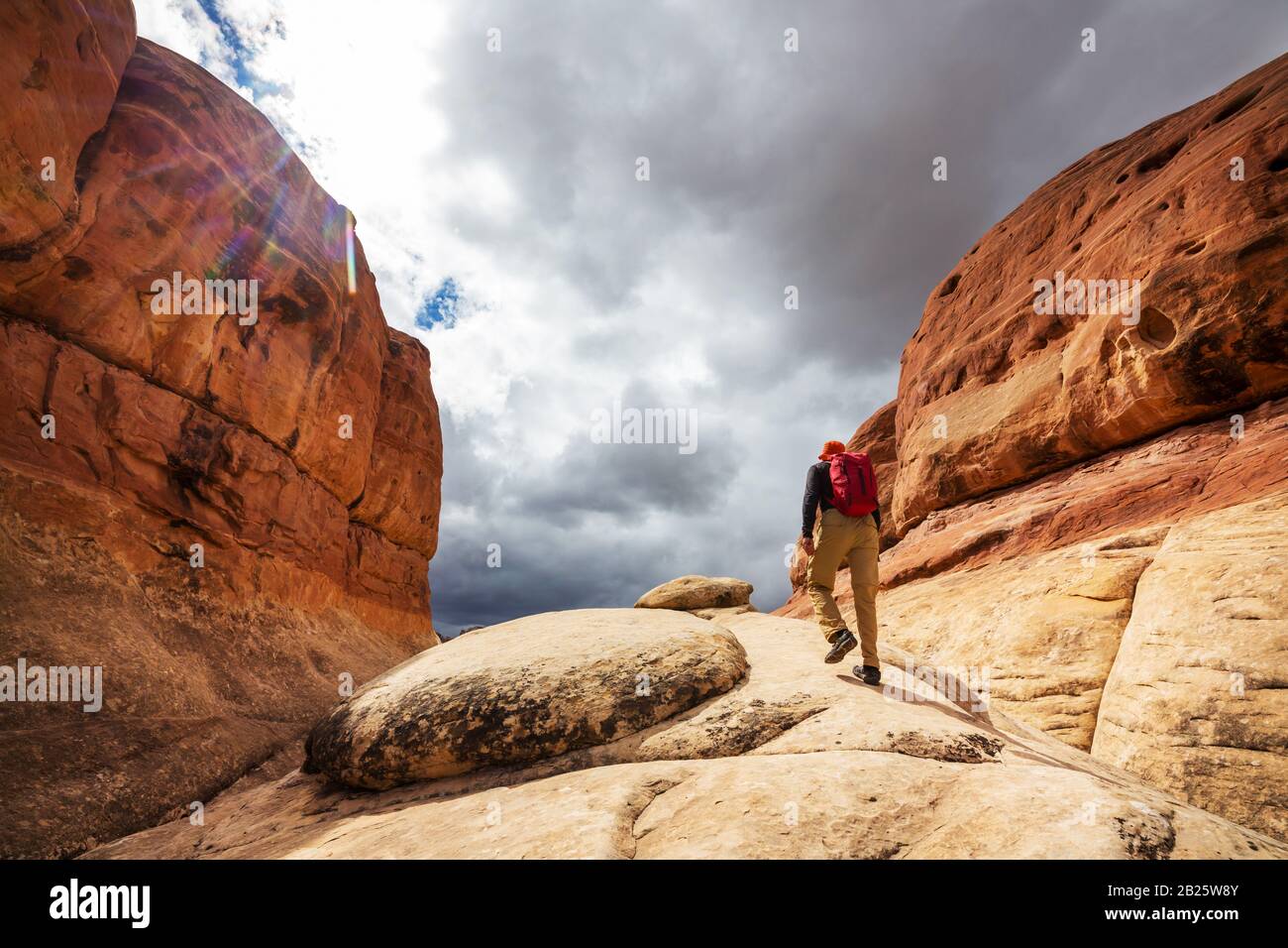 Hike in the Utah mountains. Hiking in unusual natural landscapes ...