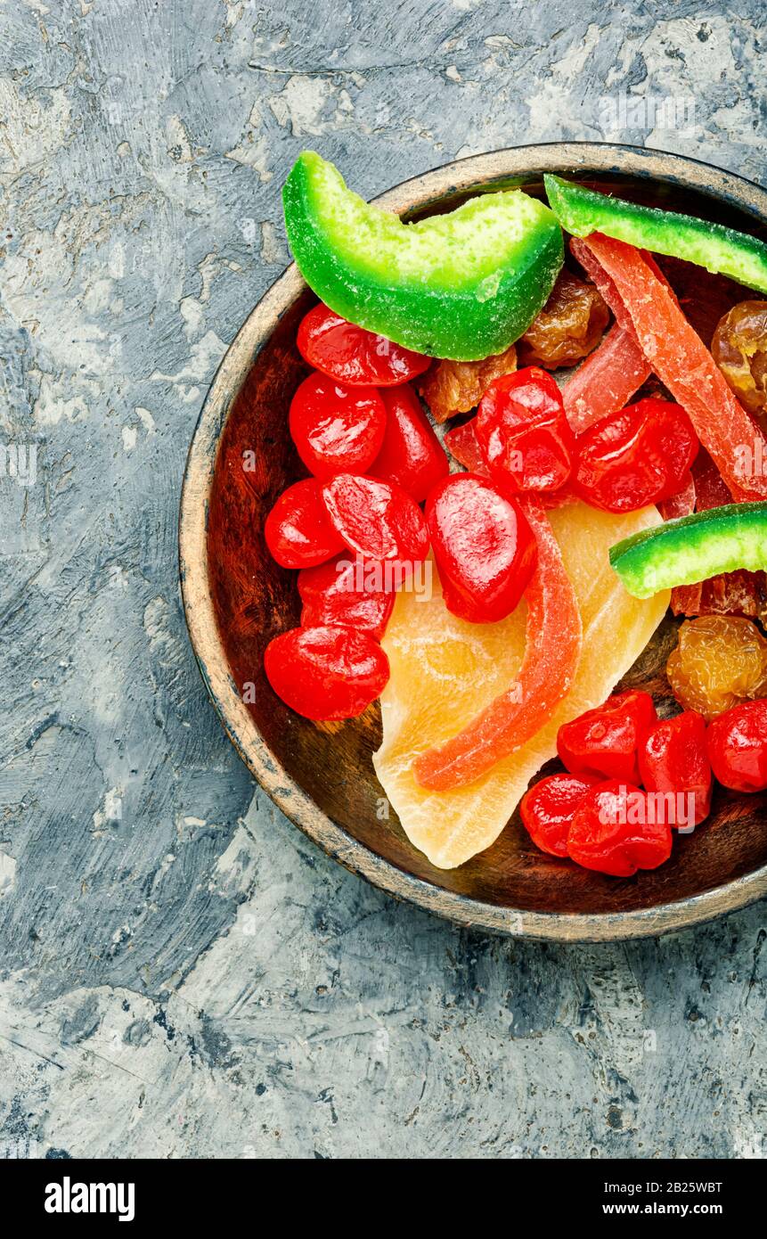 Healthy food,mix dried fruits.Healthy assorted dried fruit on a plate ...