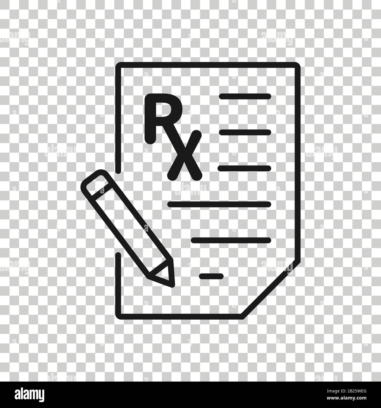 Prescription icon in flat style. Rx document vector illustration on ...