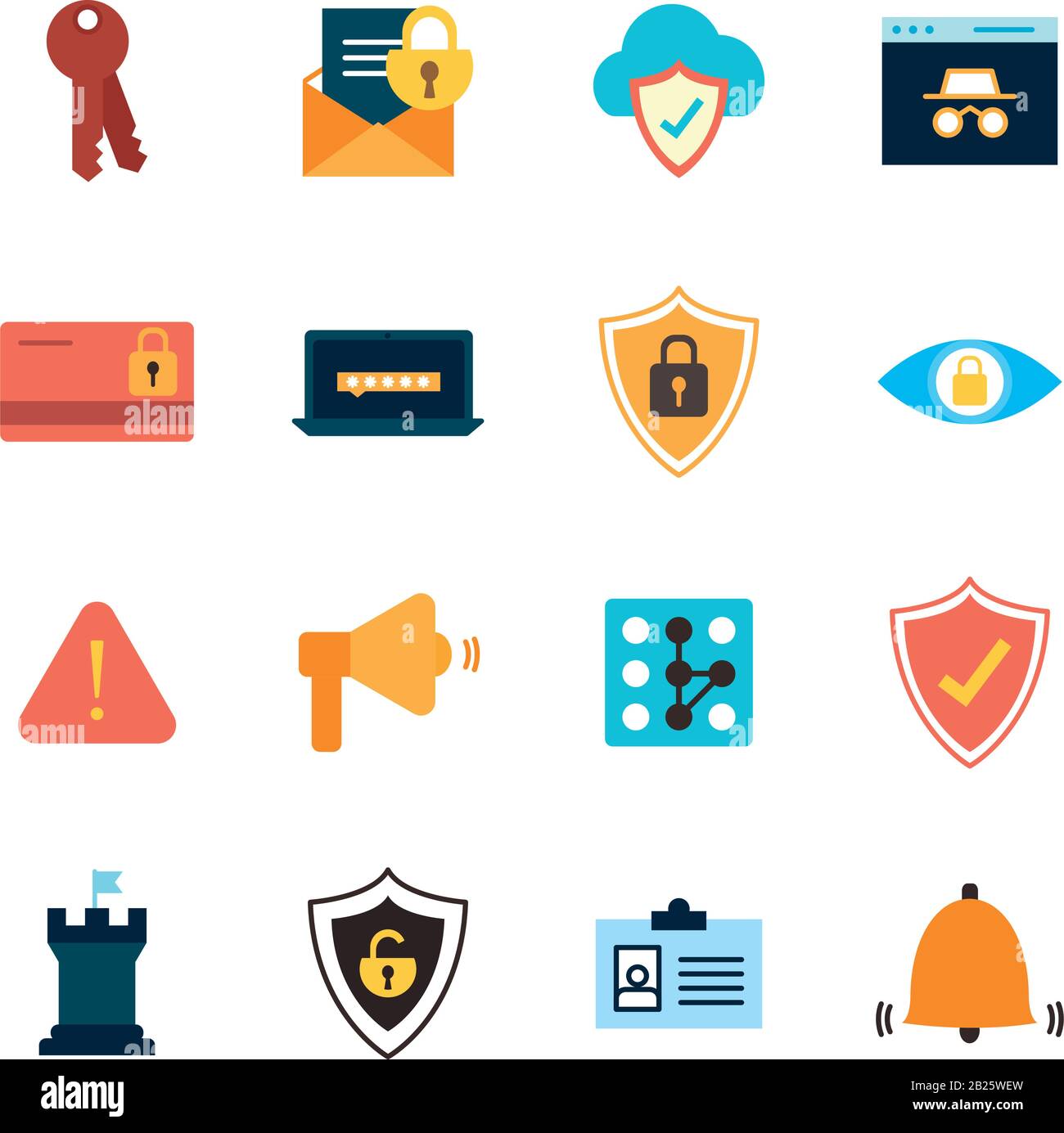 Isolated security flat style icon set vector design Stock Vector Image ...