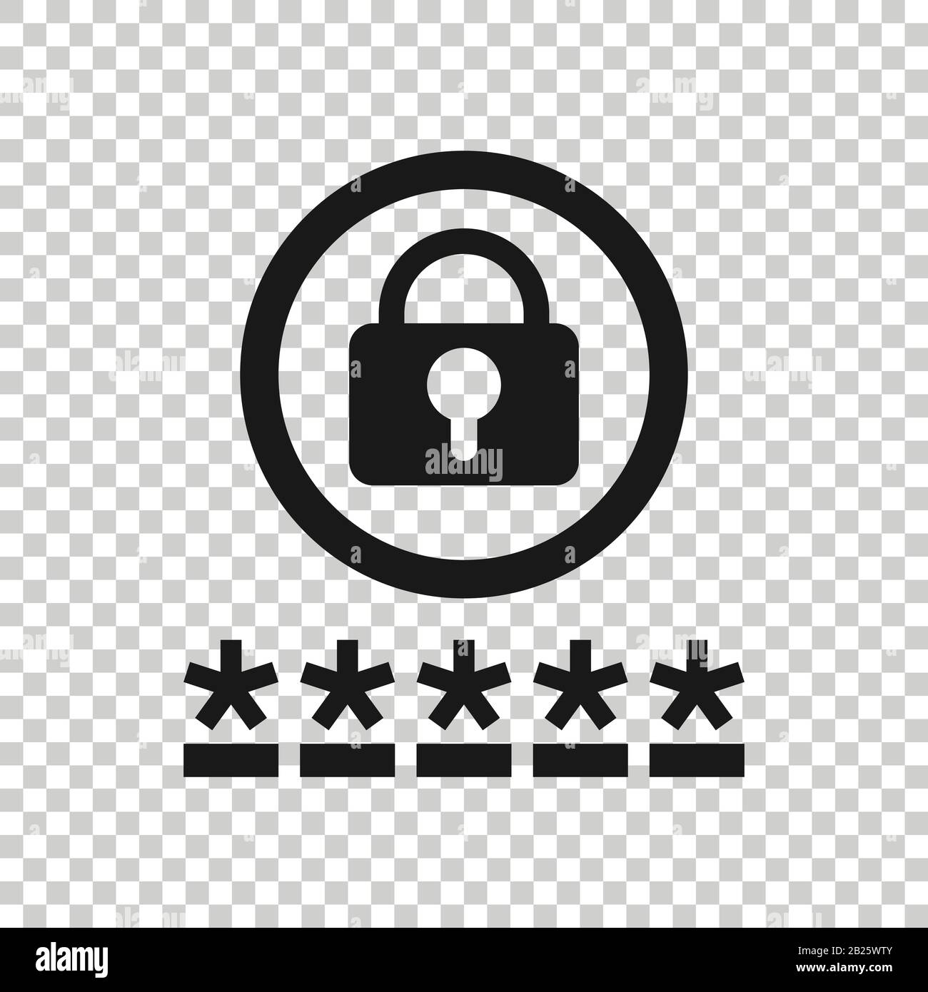 Login icon in flat style. Password access vector illustration on white isolated background ...