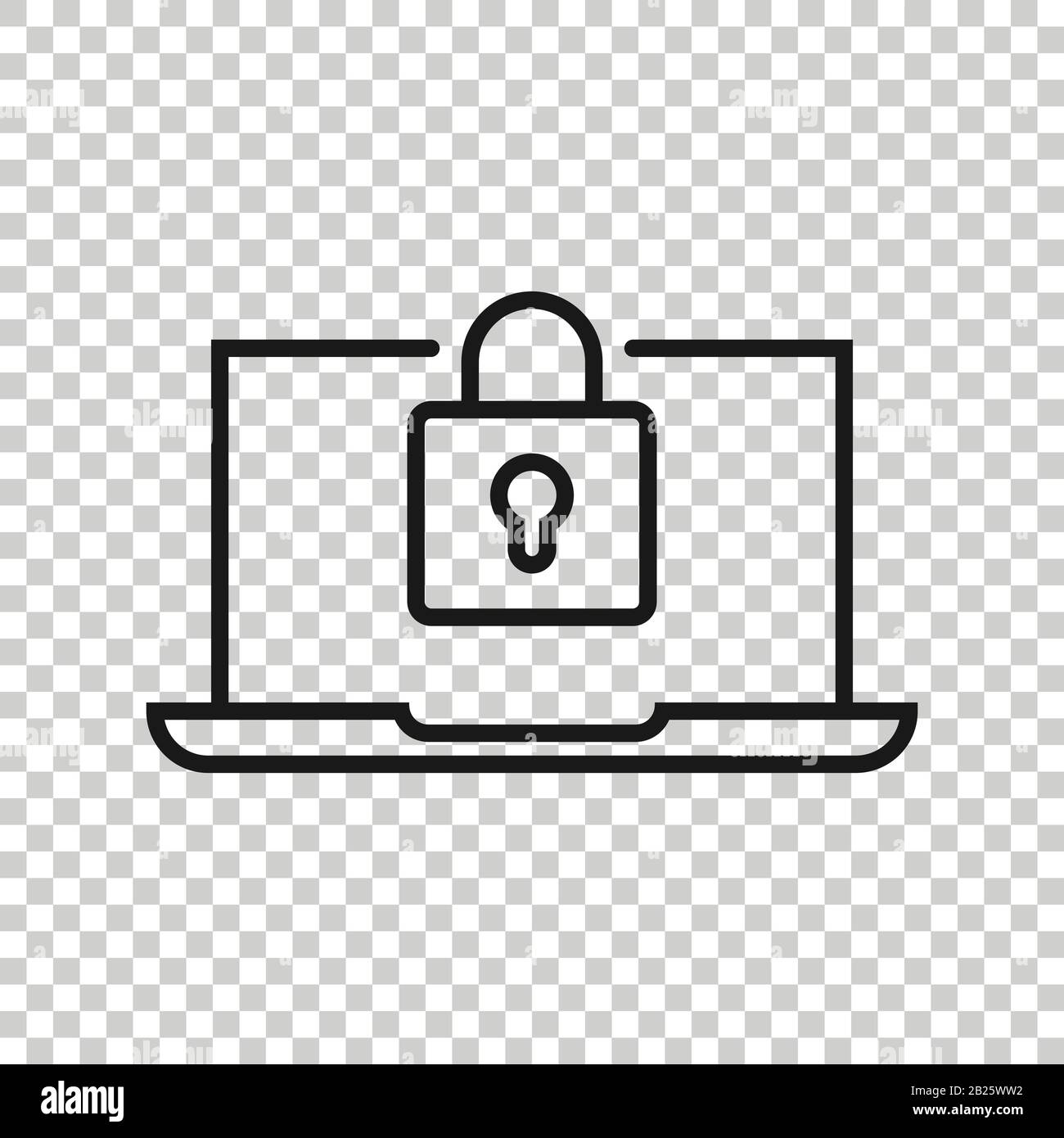 Locker computer icon in flat style. Padlock laptop vector illustration ...