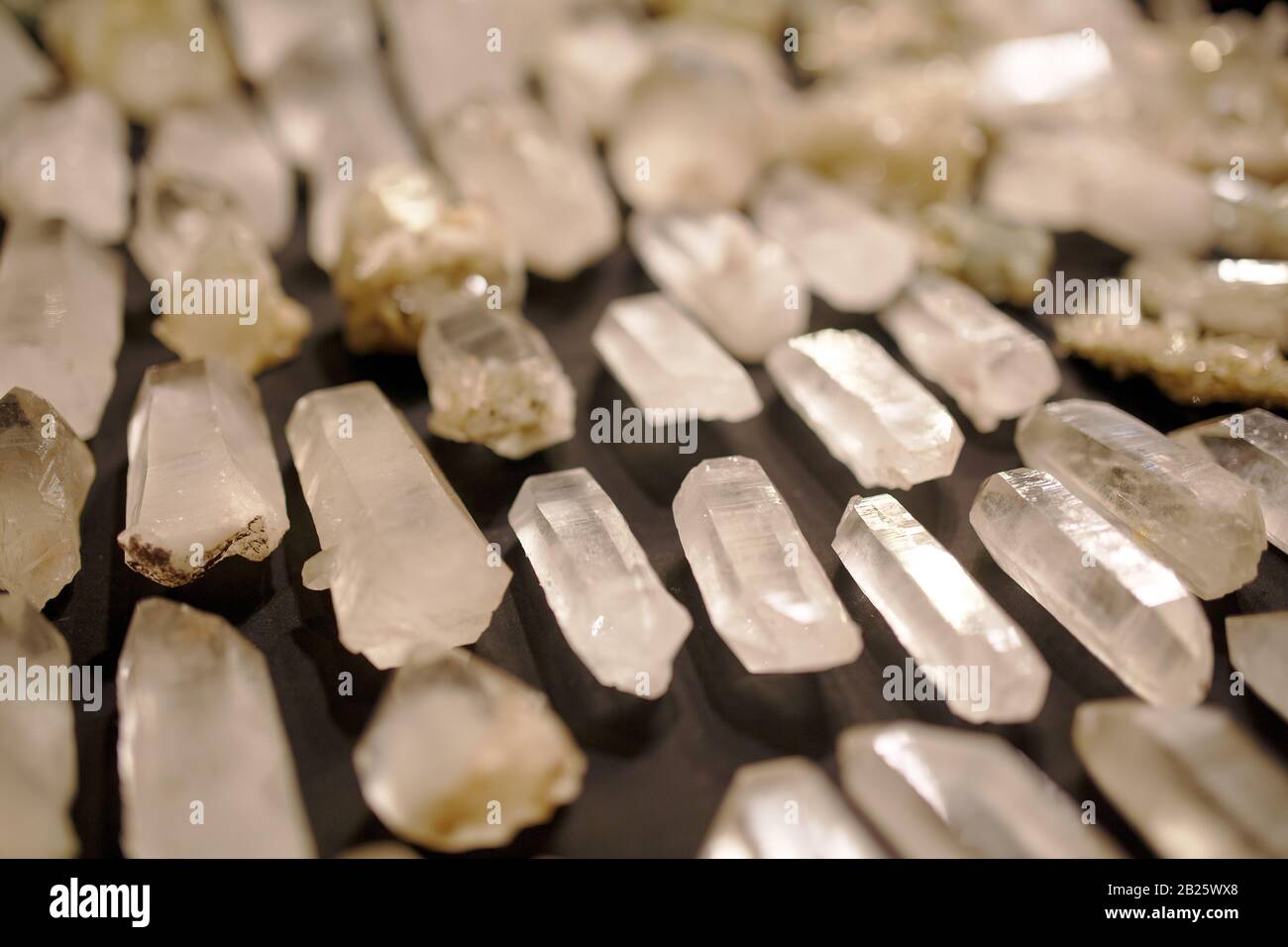 Natural stones and minerals on the counter of the night market for ...