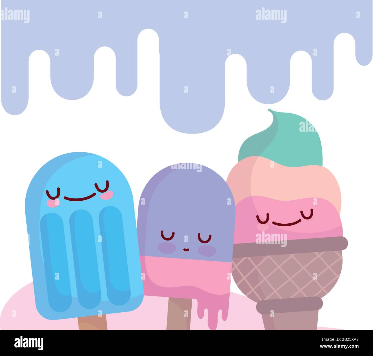 ice cream on stick and cone menu character cartoon food cute vector ...