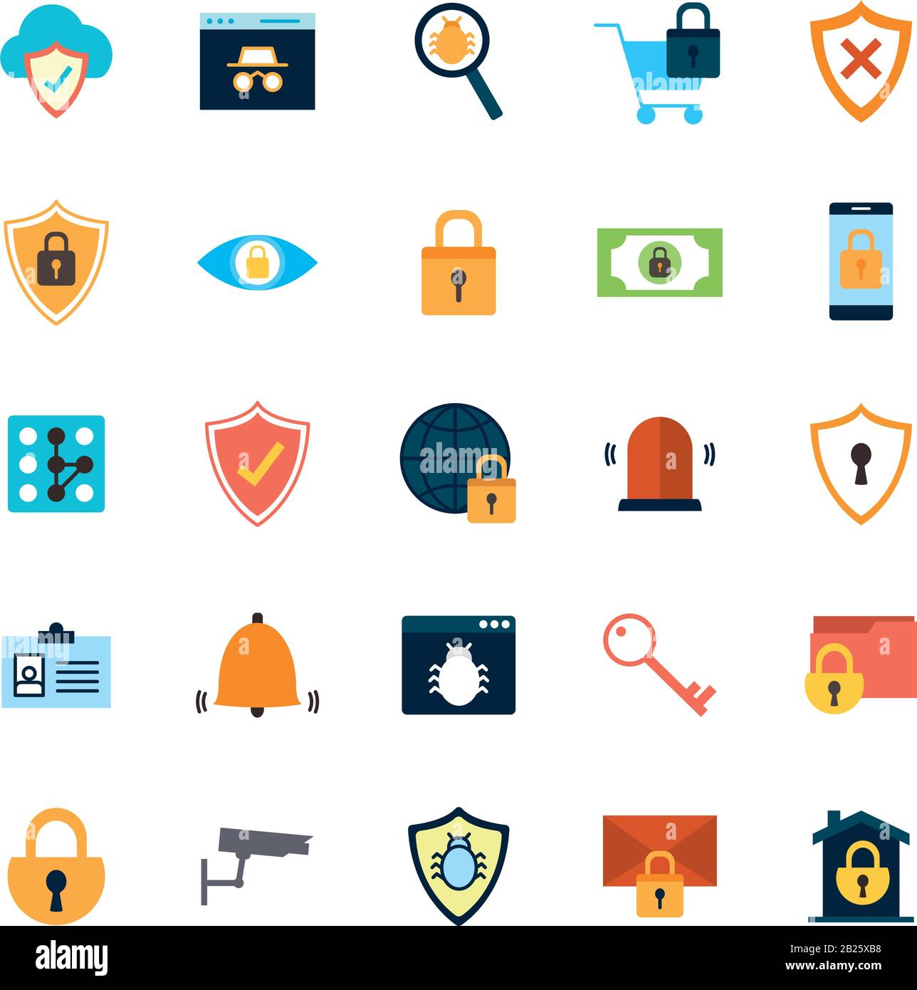 Isolated security flat style icon set vector design Stock Vector Image ...