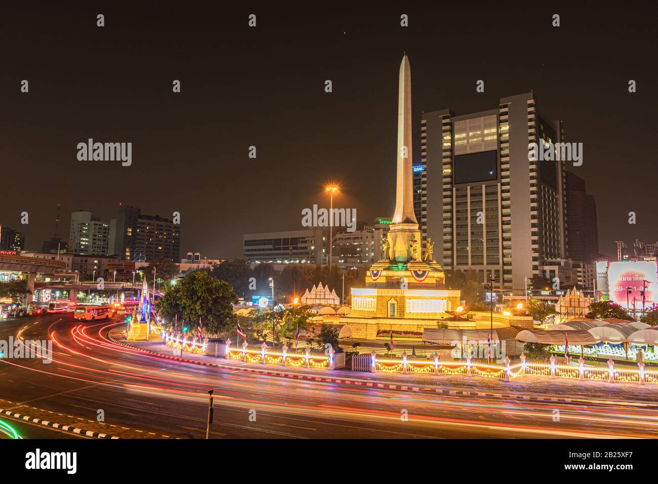 Bangkok,Thailand-February,20,2020:angkok in the night around victory ...