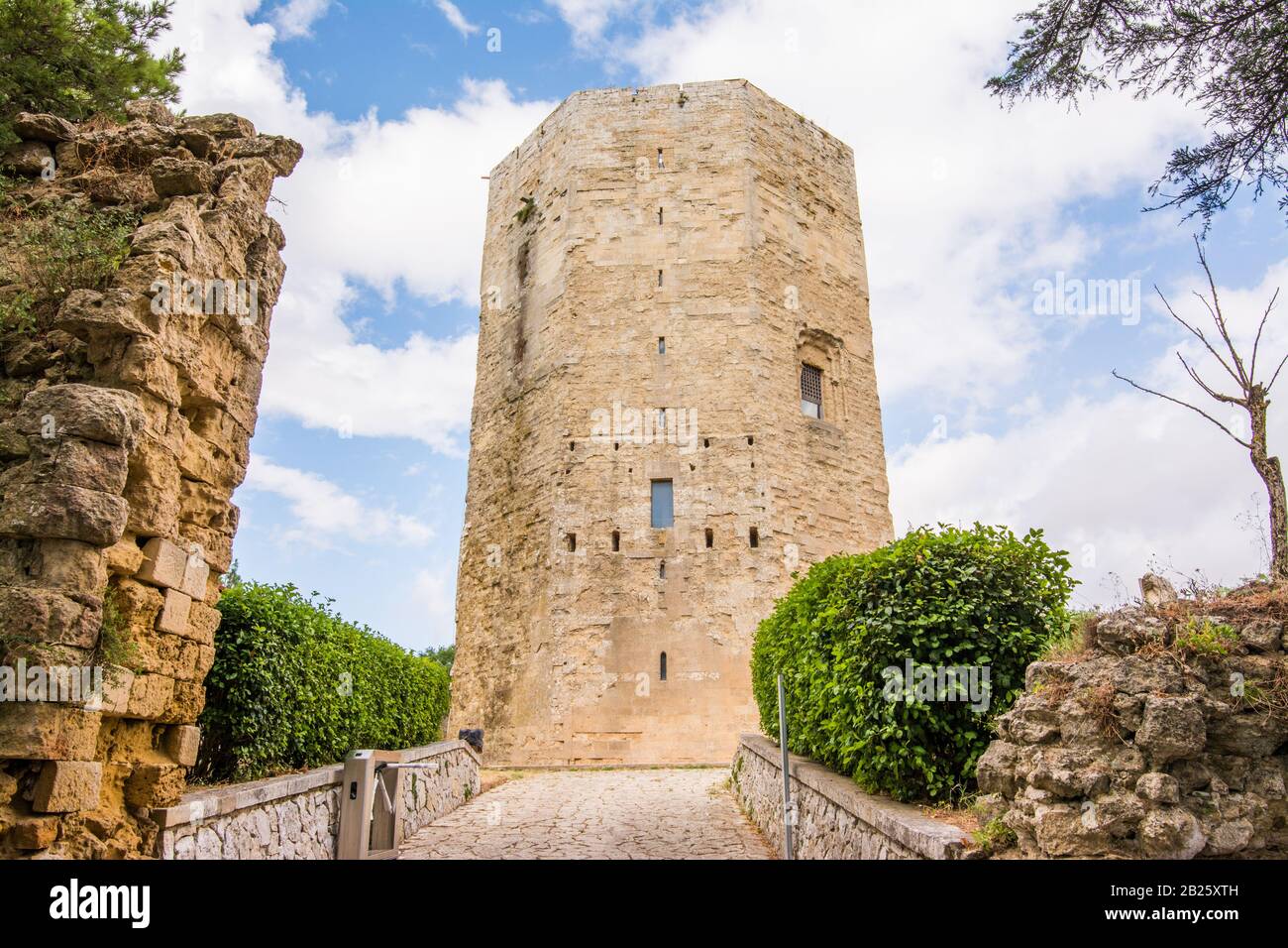 the tower of Frederick II in the centre of the historic city of Enna ...