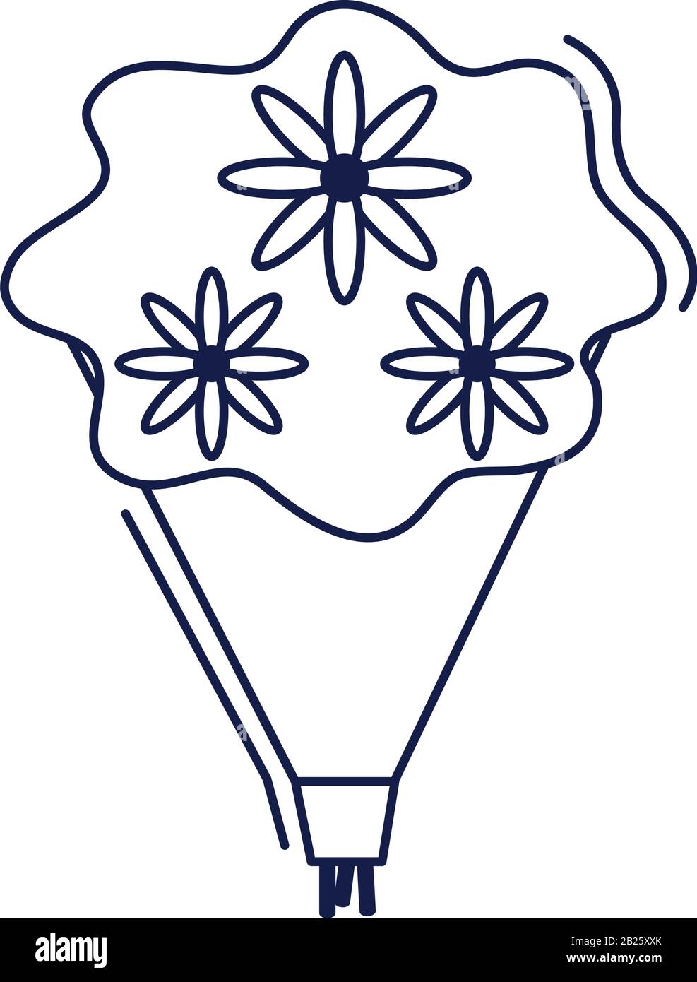happy birthday, bouquet flowers decoration celebration party vector ...