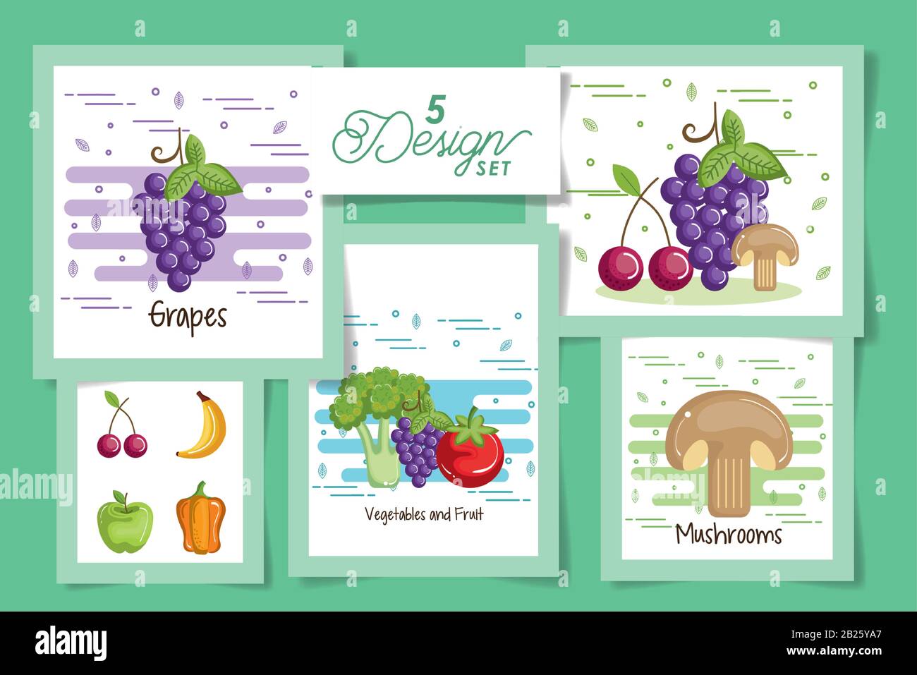 five designs of fruits and vegetables Stock Vector Image & Art - Alamy
