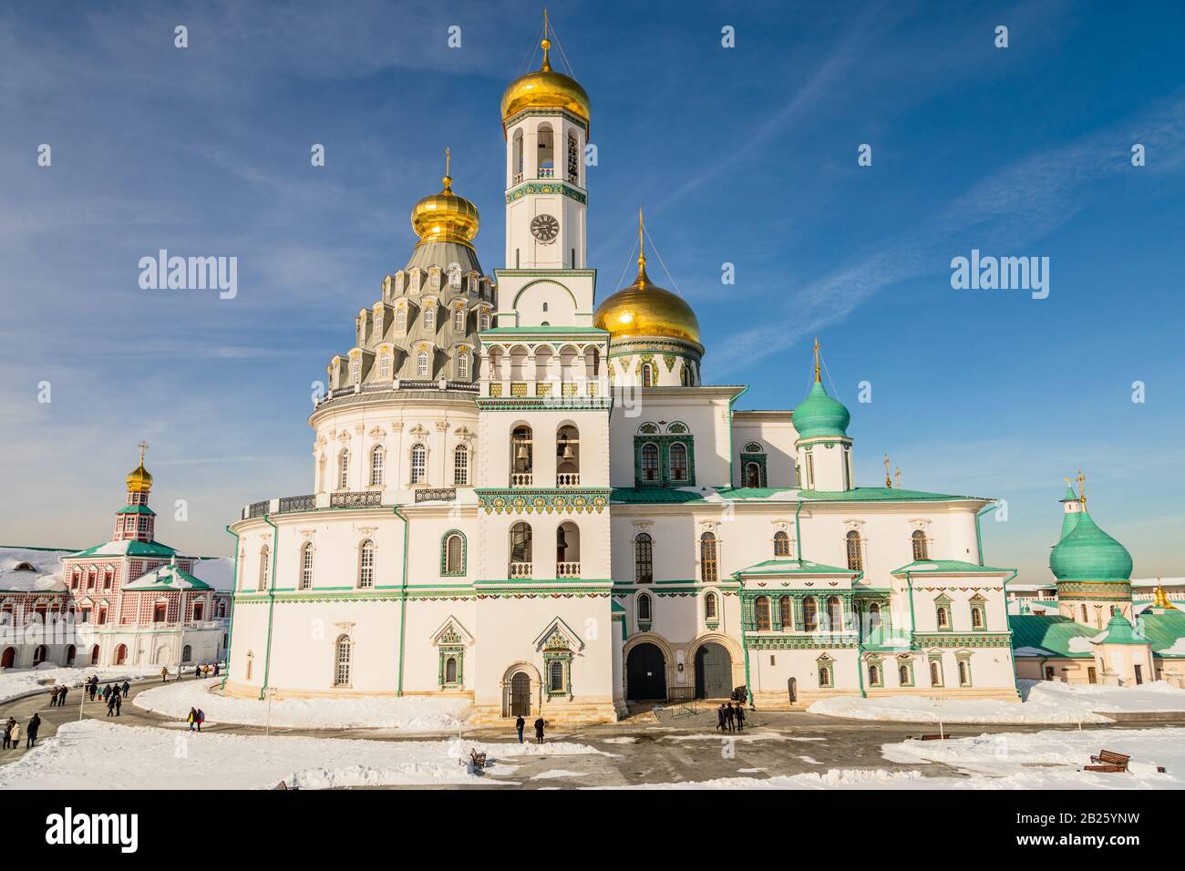 Voskresensky cathedral towers and golden domes with inner yard of New ...