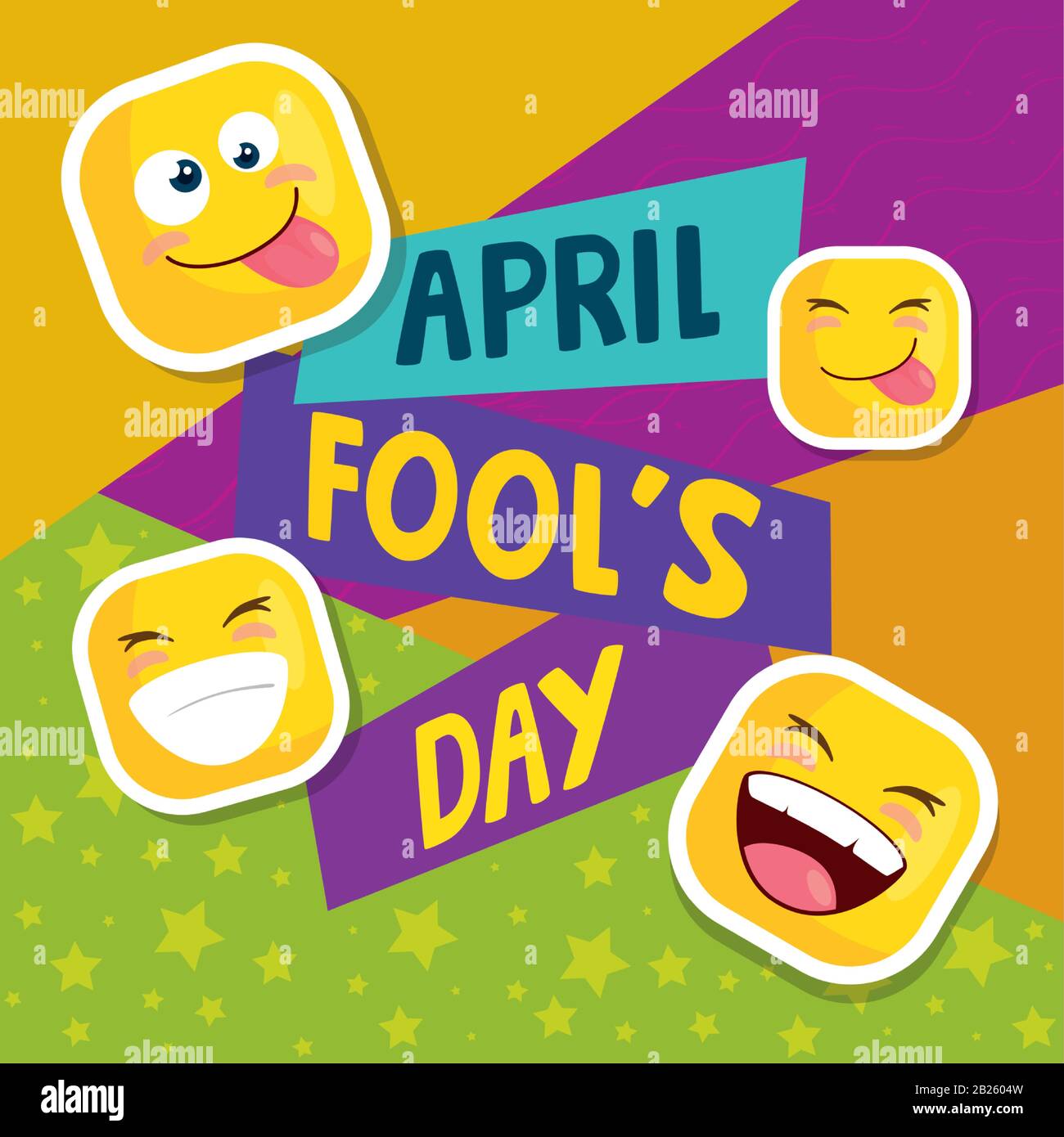april fools day with emoticons and decoration Stock Vector Image & Art ...