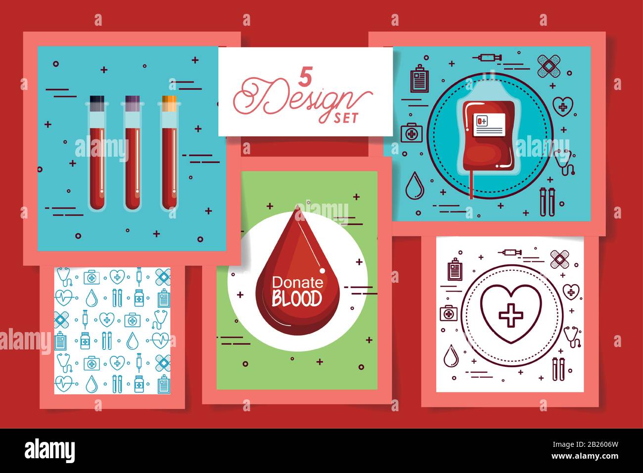 five designs of blood donation icons Stock Vector Image & Art - Alamy