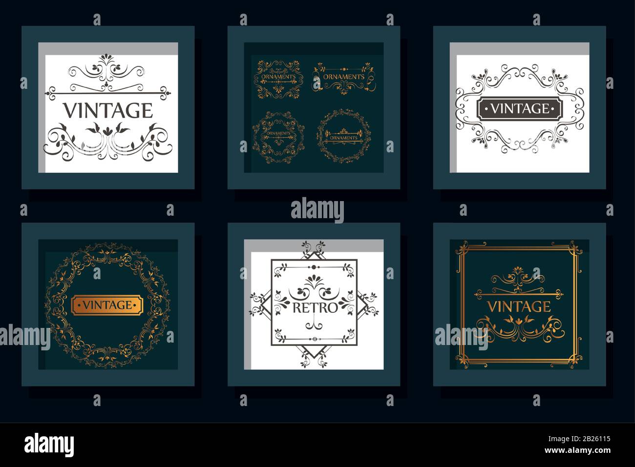 bundle designs of vintage ornamental frames Stock Vector Image & Art ...