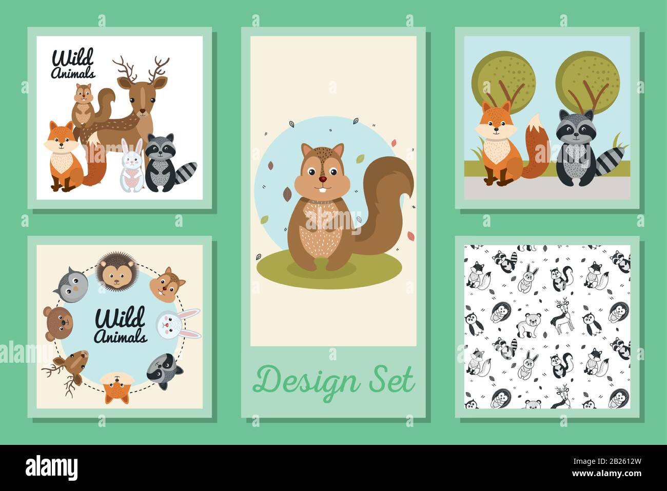 designs set of cute wild animals Stock Vector Image & Art - Alamy
