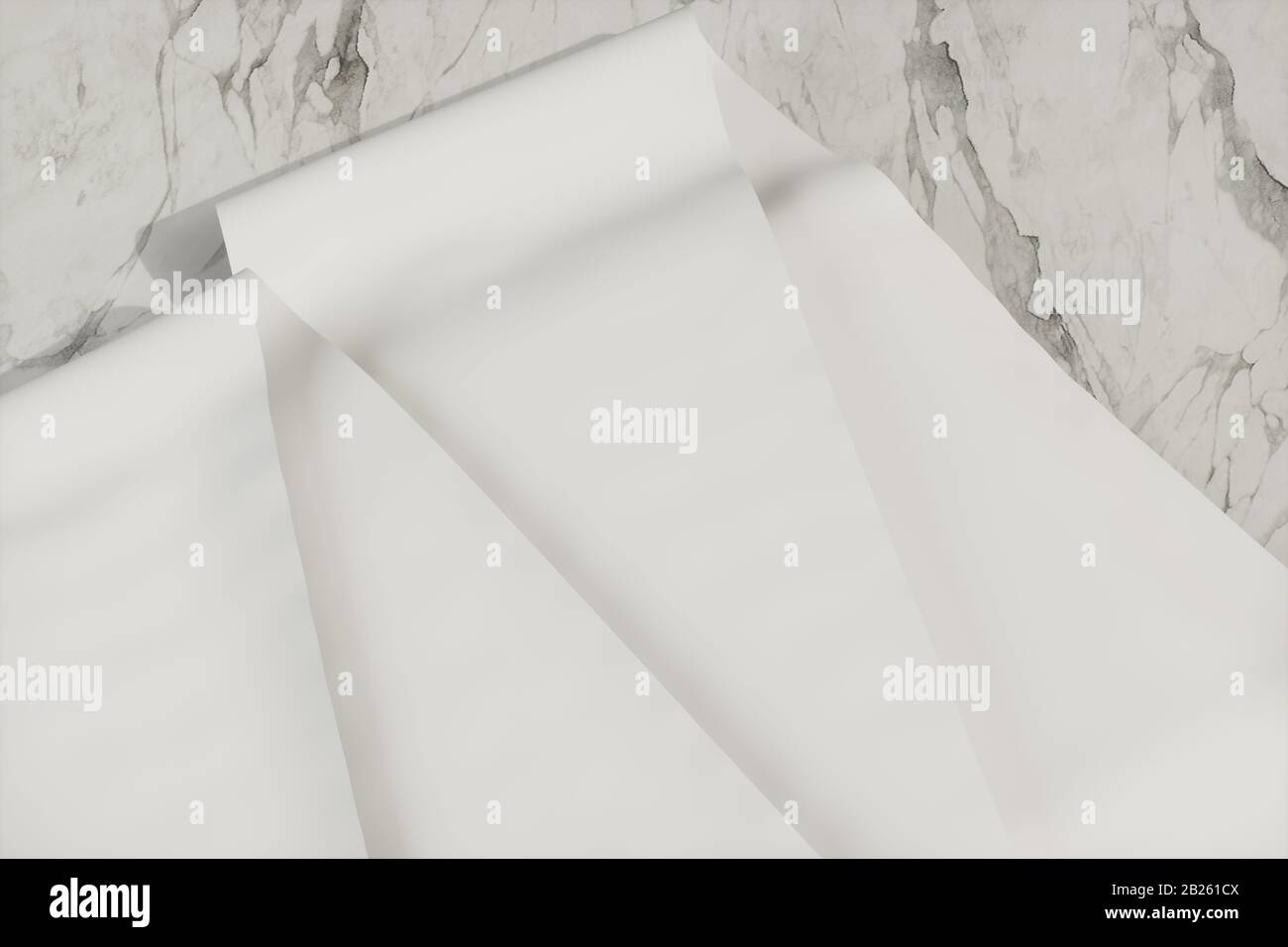 Blank roll of paper on the marble slab,marble background,3d rendering ...