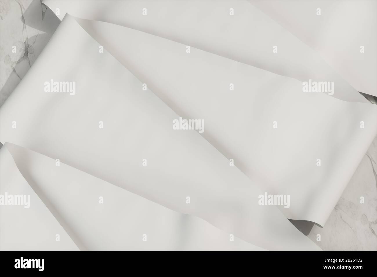 Blank roll of paper on the marble slab,marble background,3d rendering ...