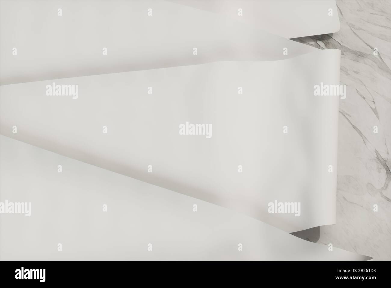 Blank roll of paper on the marble slab,marble background,3d rendering ...