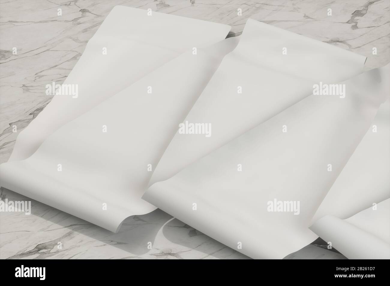 Blank roll of paper on the marble slab,marble background,3d rendering ...