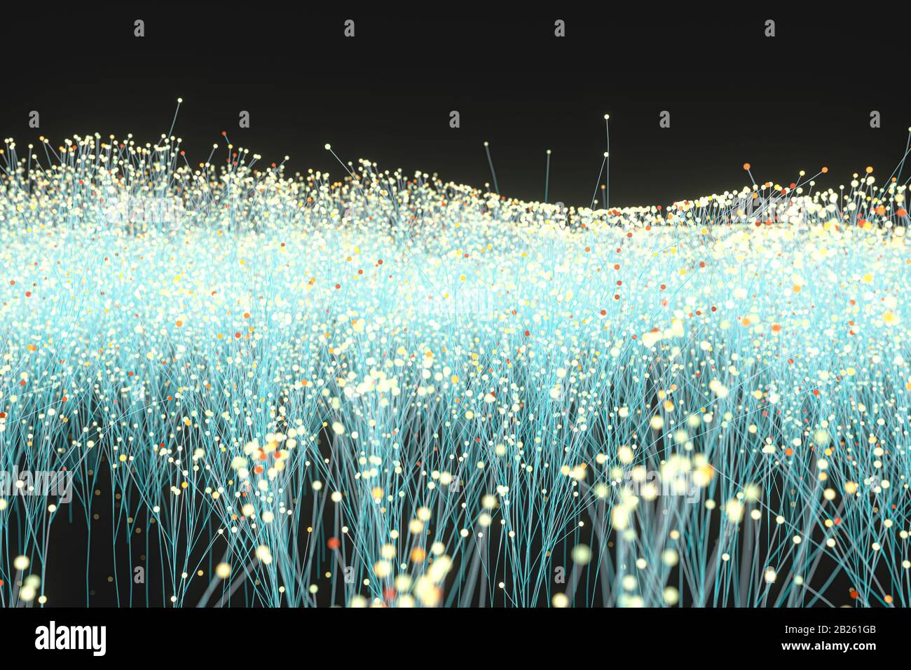 Glowing particles and lines,sparkling particles,3d rendering. Computer ...