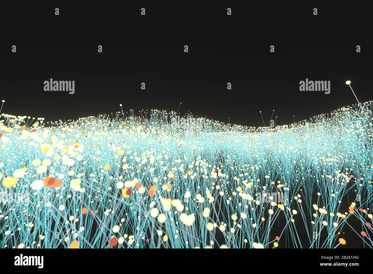 Glowing particles and lines,sparkling particles,3d rendering. Computer ...