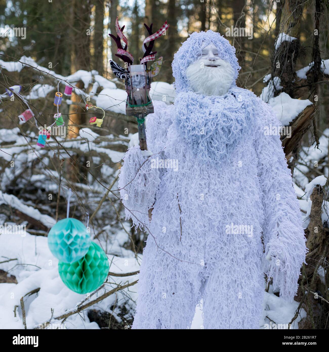 Yeti fairy tale character in winter forest. Outdoor fantasy photo Stock ...