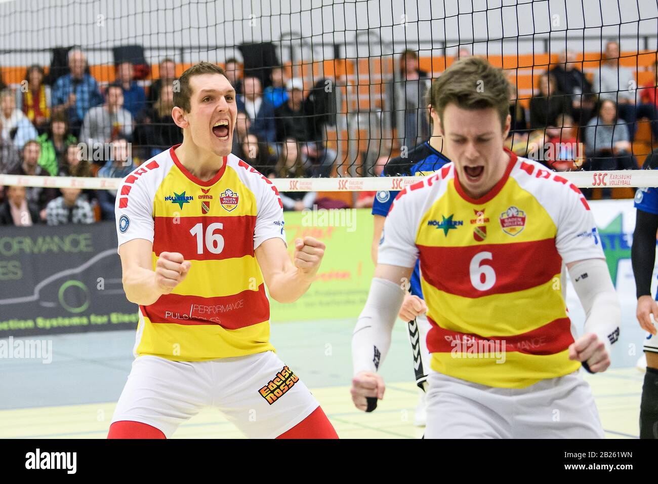 Karlsruhe, Deutschland. 29th Feb, 2020. jubilation with Jonathan-Leon ...