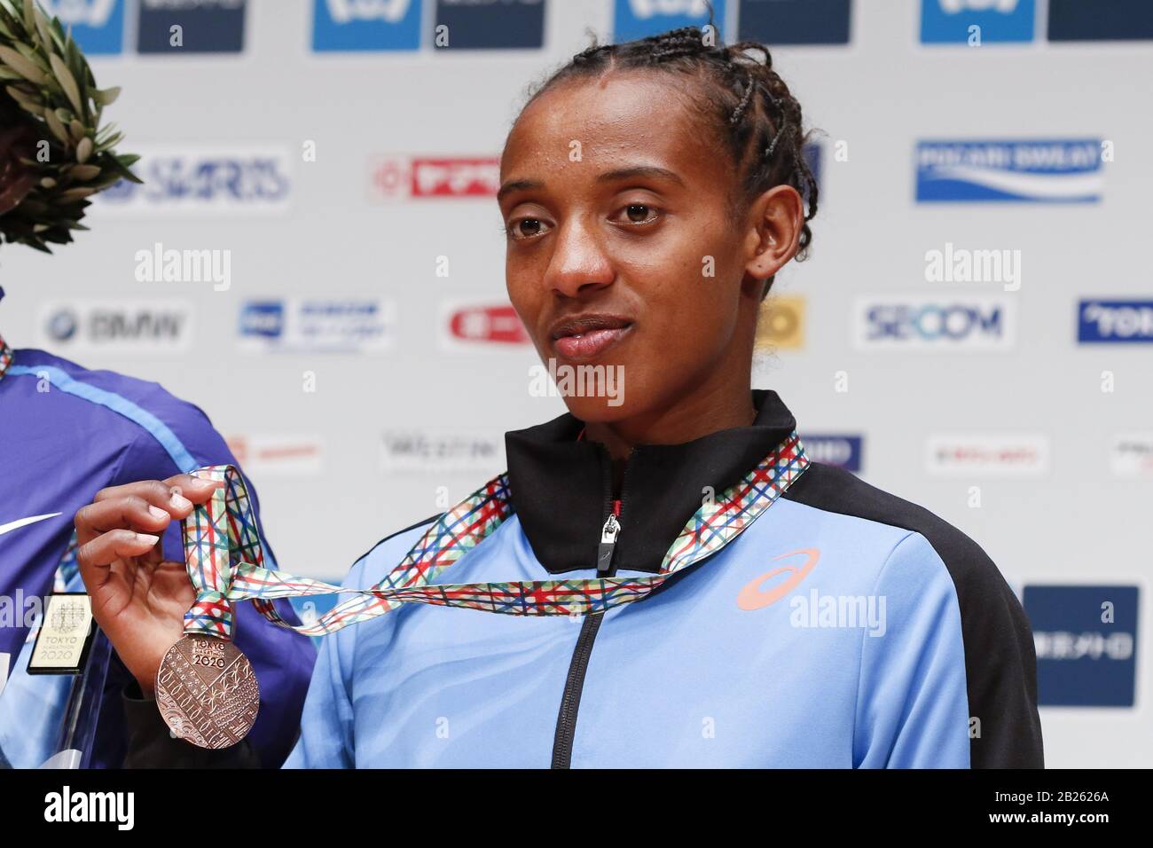 Tokyo, Japan. 1st Mar, 2020. Bronze medalist Sutume Asefa Kebede of ...