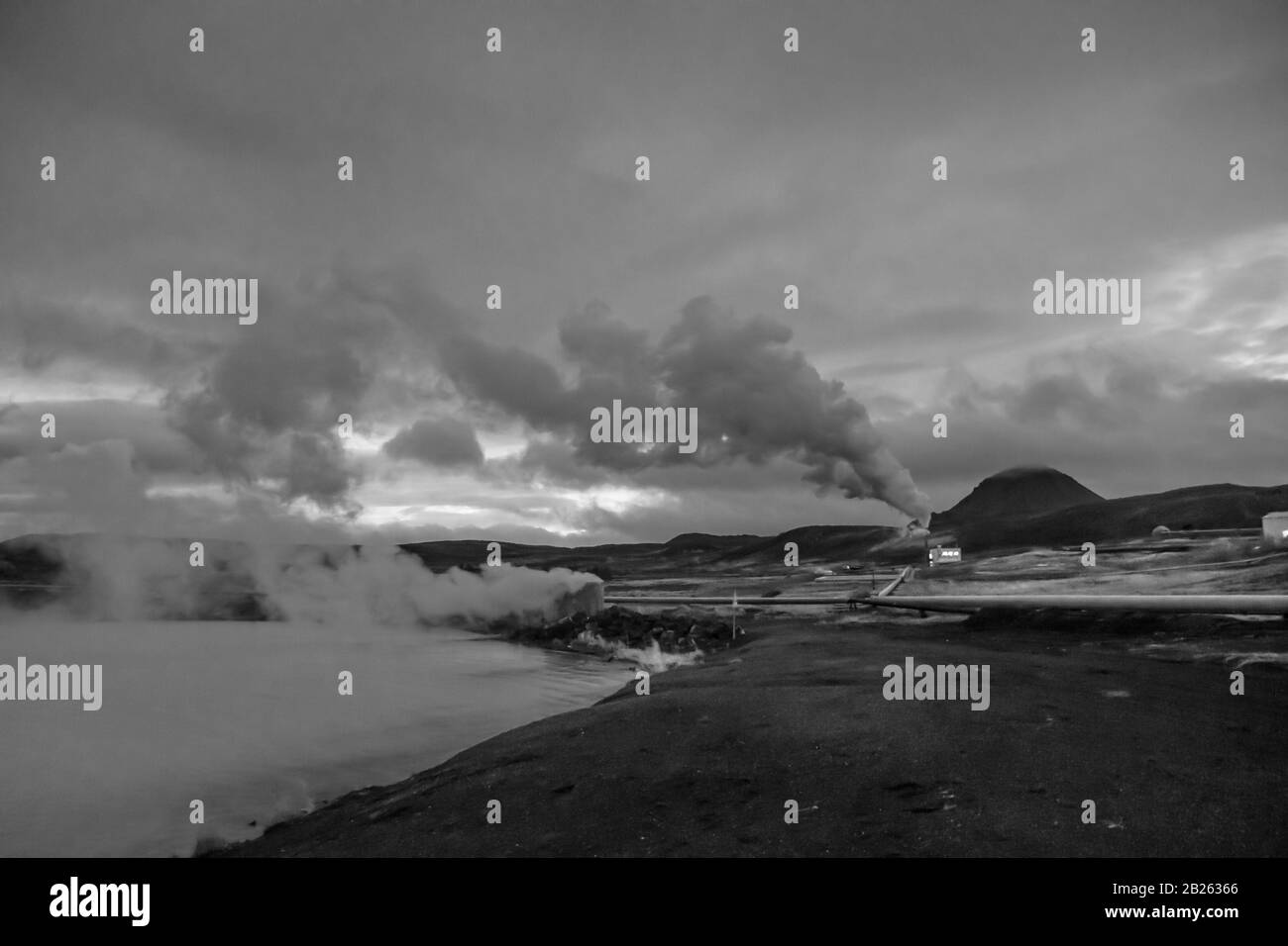 Blue Lake in Iceland geothermal hot spring turquoise water steam ...