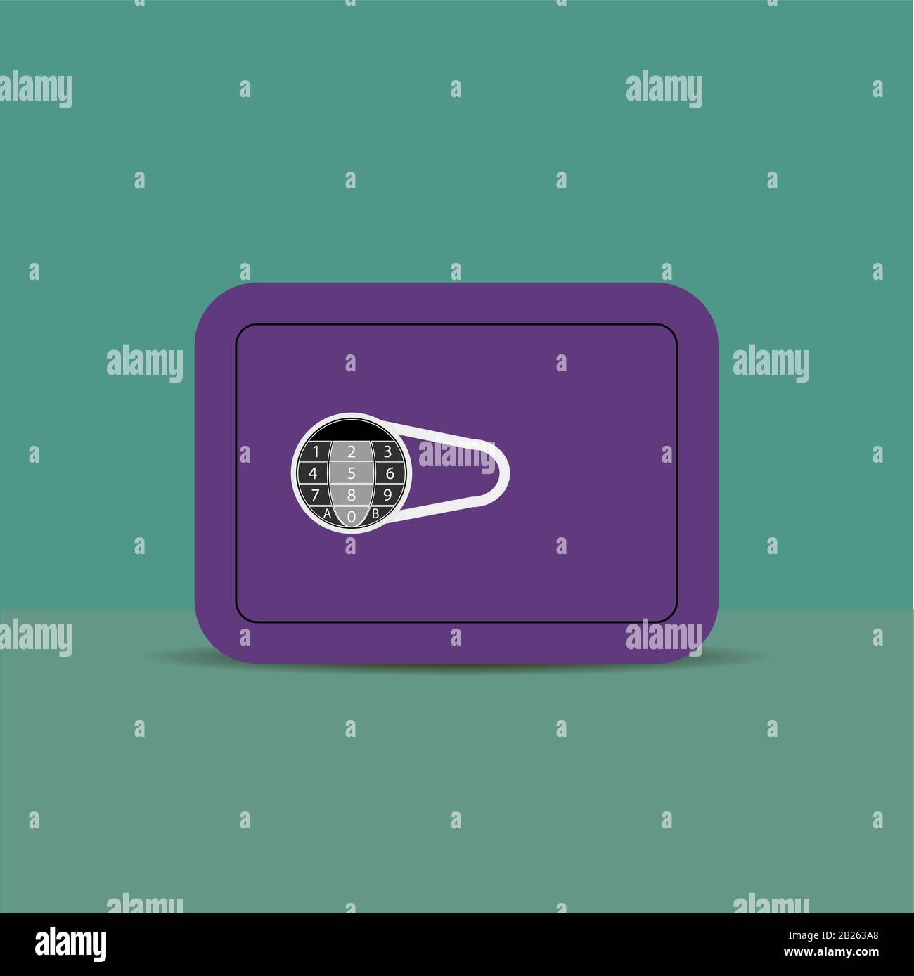 Steel safe with number code. Vault isolated, door safe, vector care ...