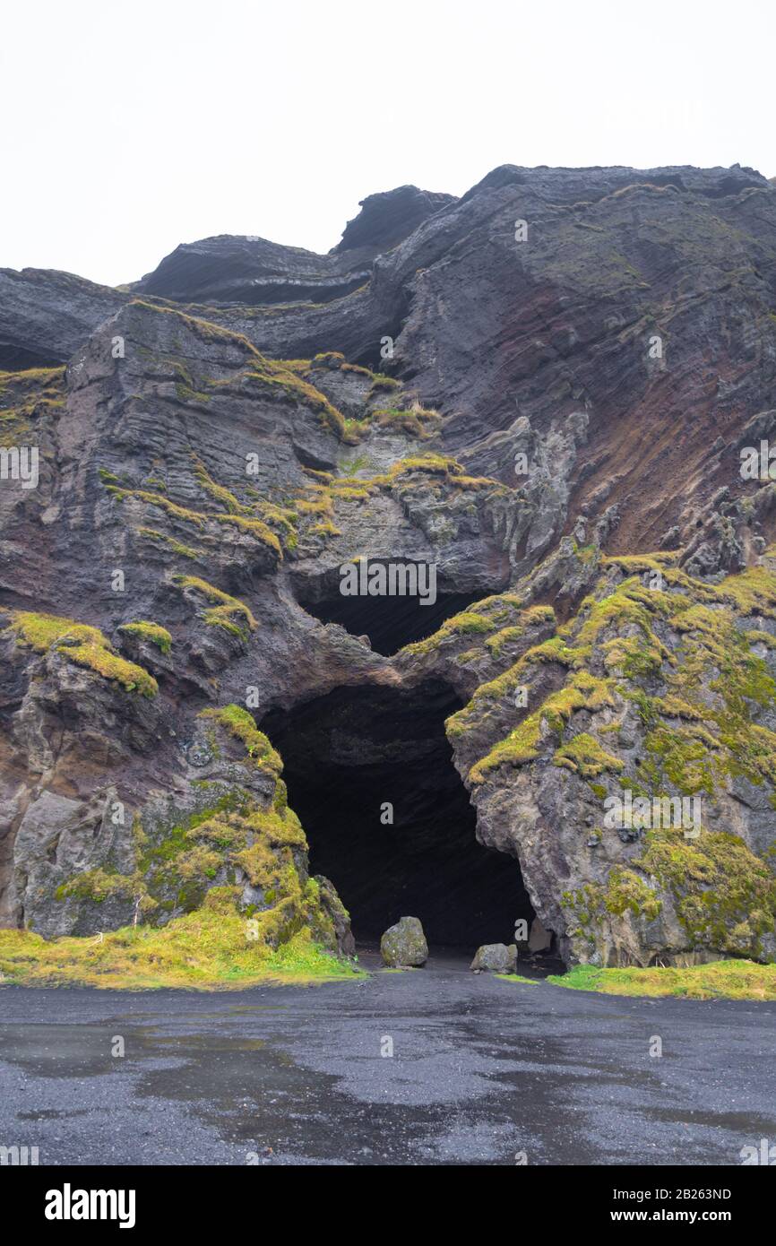 Hjoerleifshoefdi Cave in Iceland cave entrance in shape of the master ...