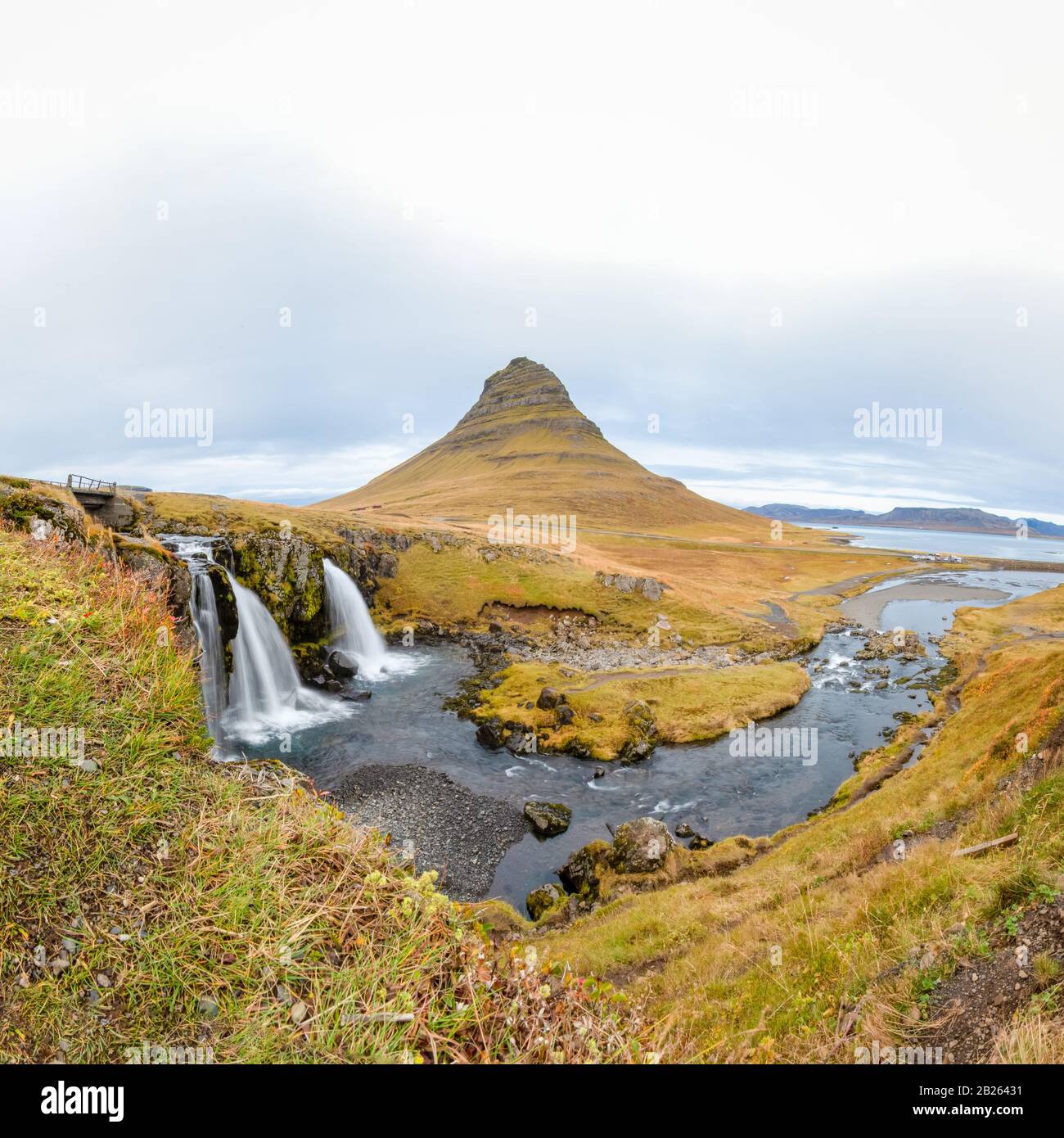 Kirkjufell in Iceland Kirkjufellsfoss waterfall square panorama of fall ...