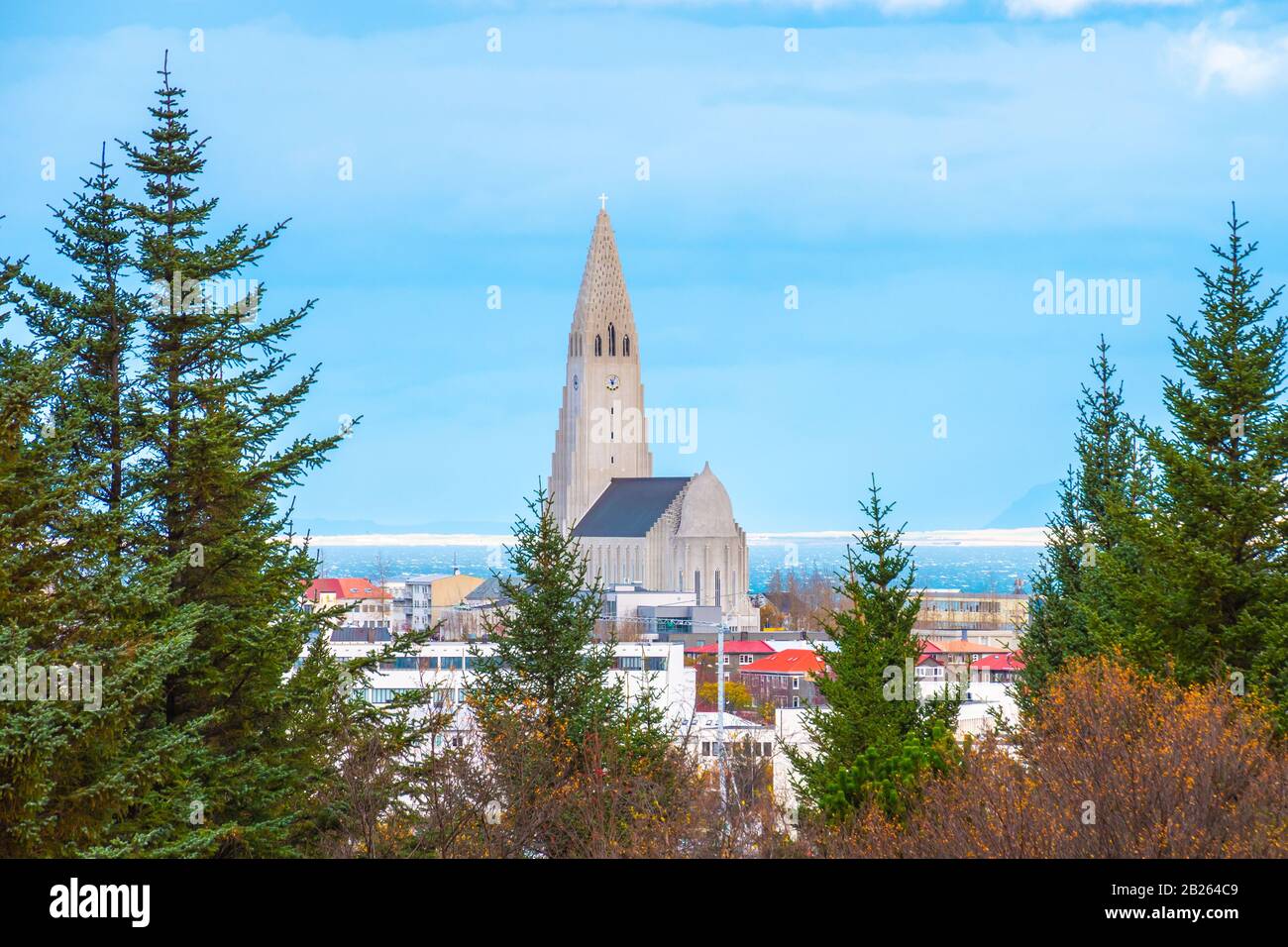 Reykjavik in Iceland Hallgrimskirche Hallgrims church in center of town ...