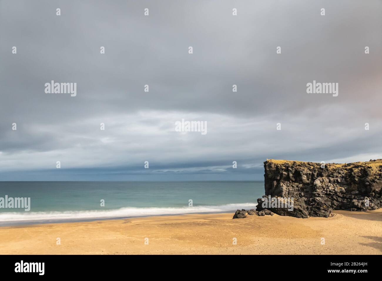 Snaefellsness national park in Iceland Skardsvik Beach during full moon ...