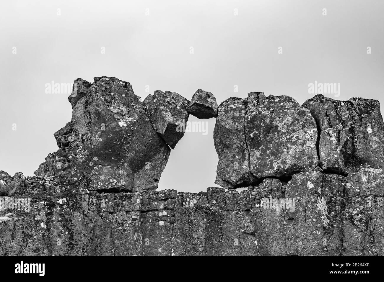 Thingvellir National Park in Iceland rock stuck between other rocks in ...