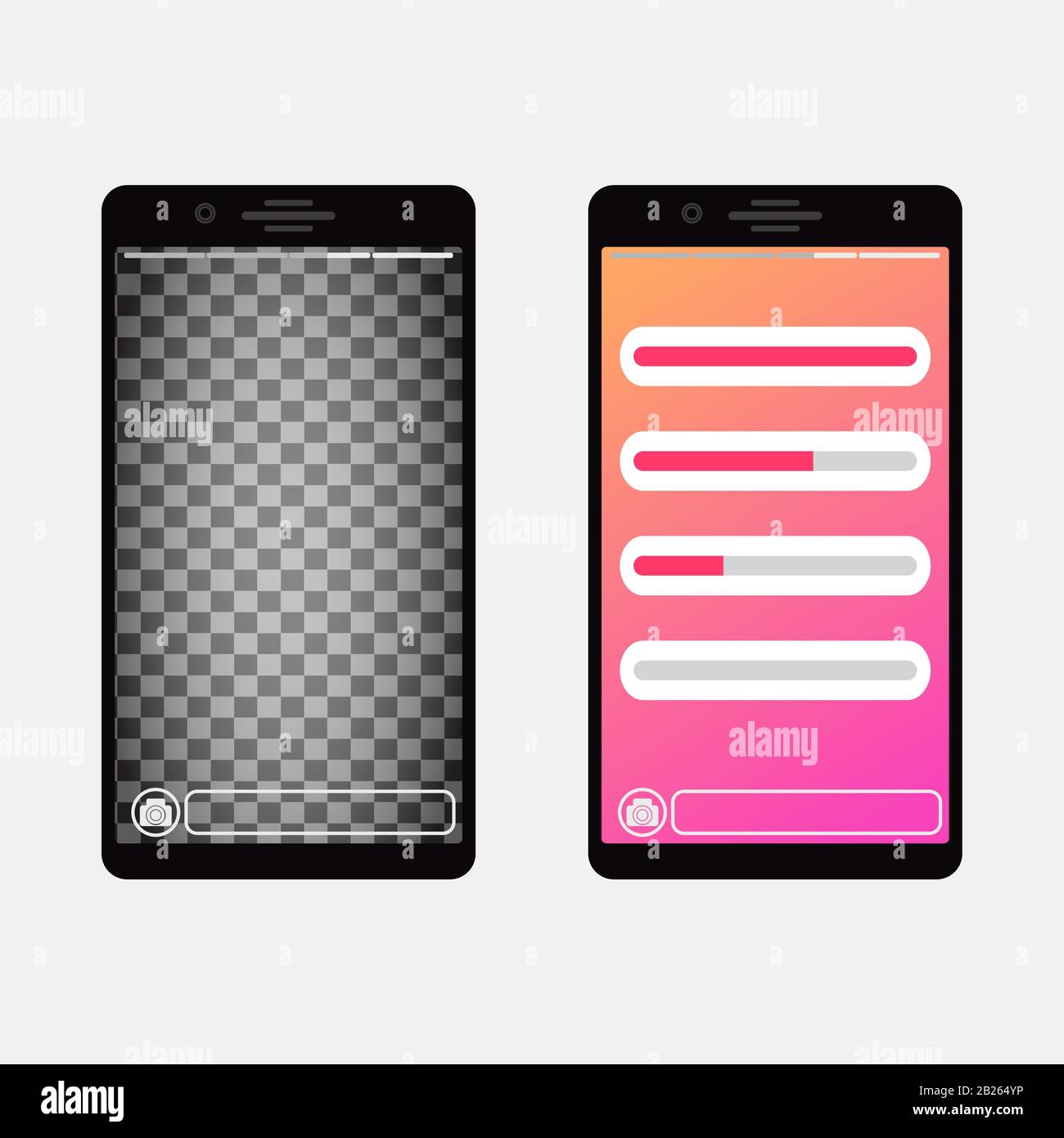 Smartphone template social media page with slider bar for interface ...