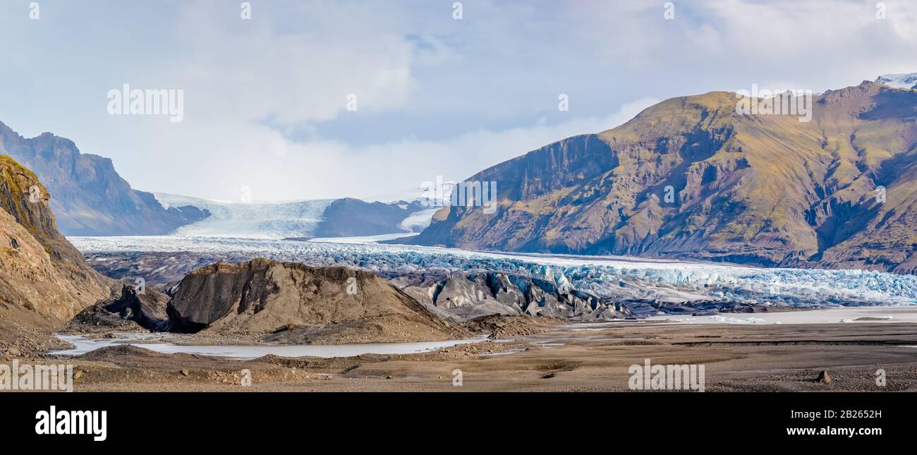 Vatnajoekull glacier in Iceland deep blue ice crevasse during sunshine ...